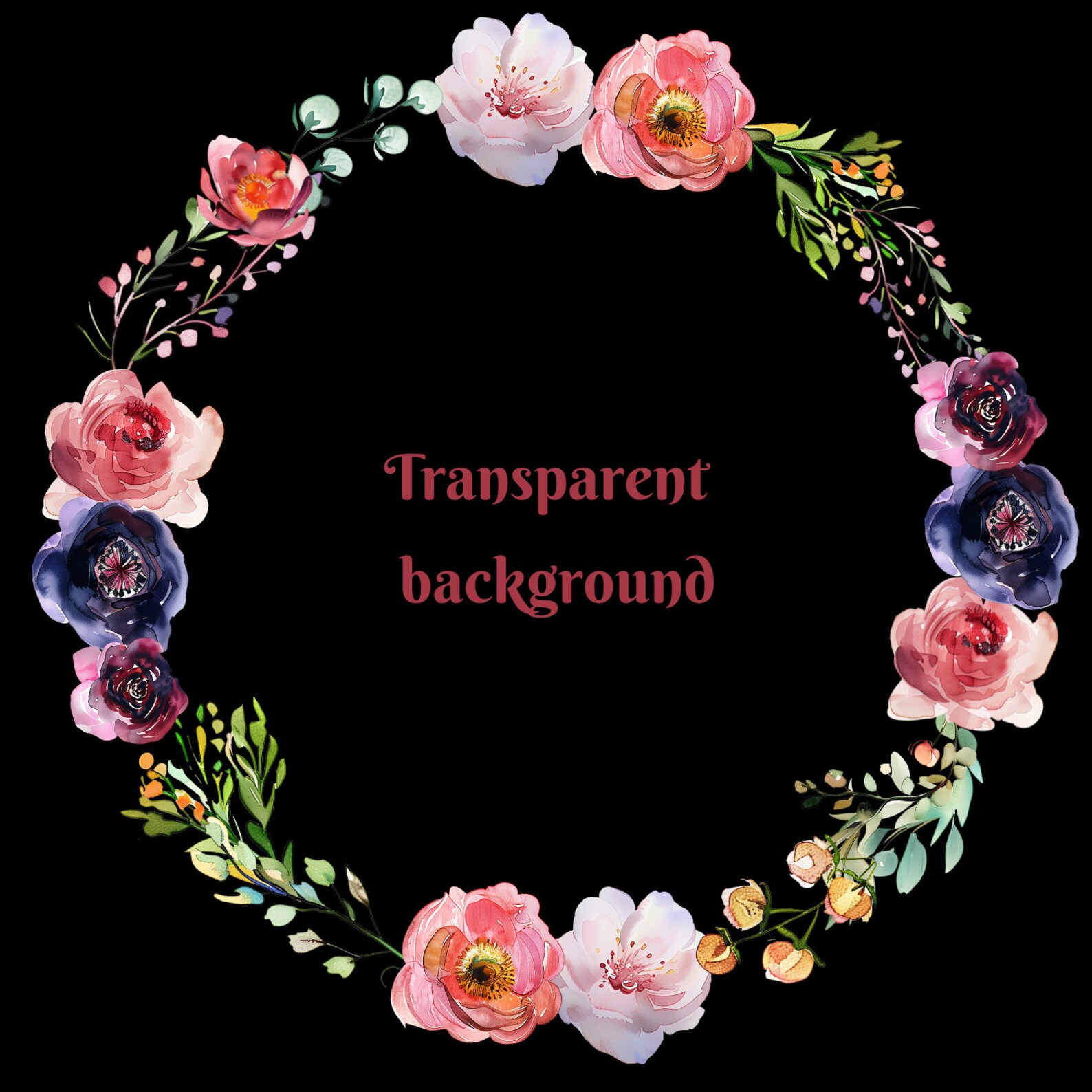 Sweet Flower Wreath Frame Clipart Watercolor Frame Graphic Pretty ...