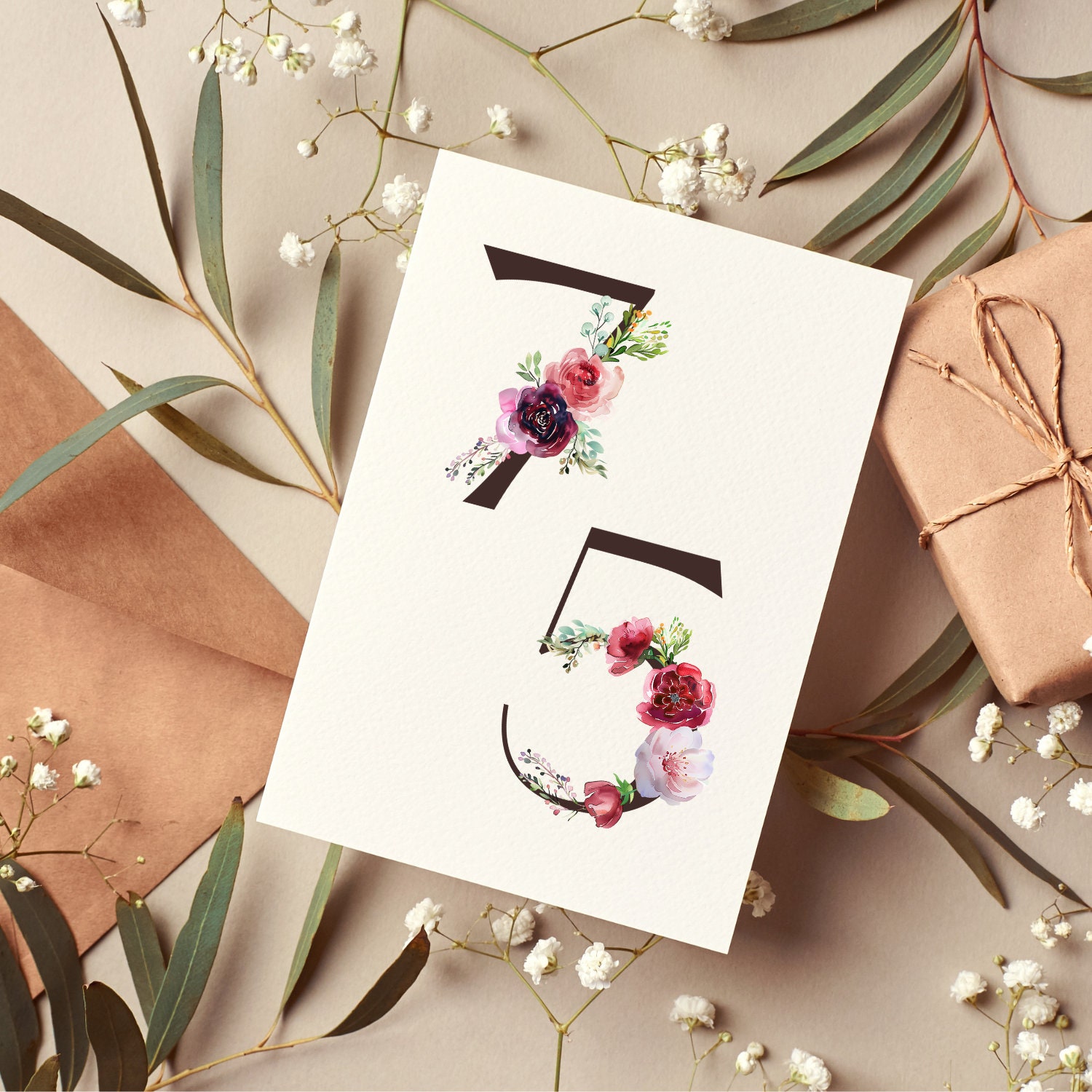 Floral Numbers Clipart Watercolor Transparent PNG Spring Flower Graphic ...