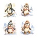 Adorable Penguin Clipart Watercolor PNG Winter Sport Graphic Cute Ice ...