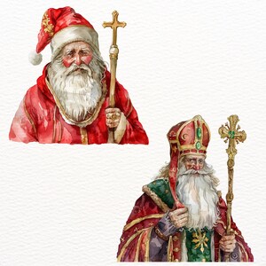 Saint Nicholas Clipart Transparent Watercolor PNG Retro Saint Catholic ...
