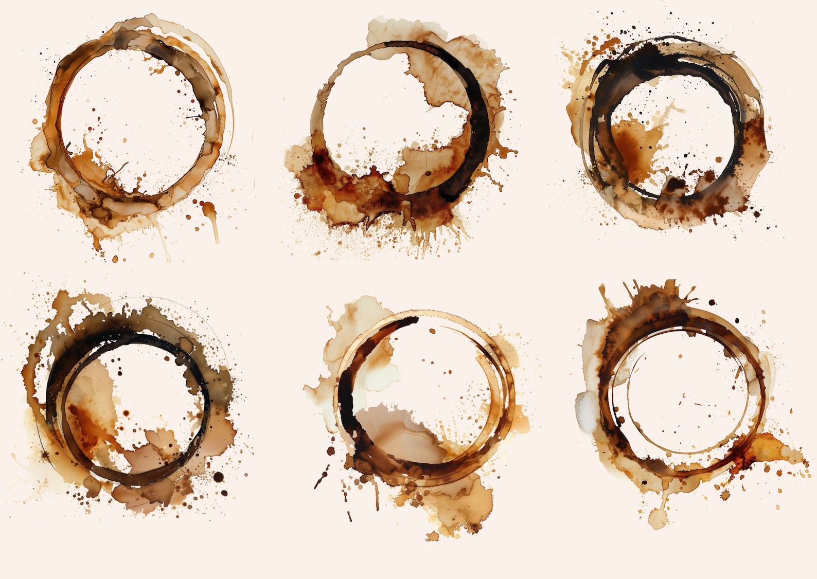 20 Coffee Stain Clipart Watercolor Rustic Vintage Cafe Drip Image ...