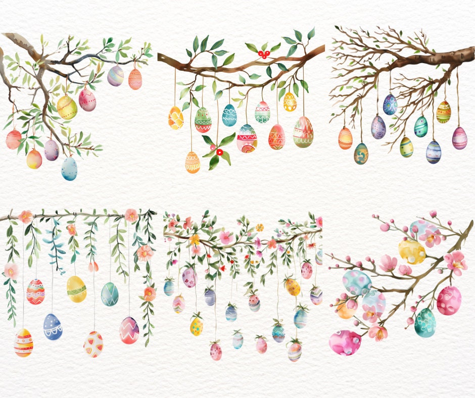 Easter Fun Clipart Watercolor Transparent PNG Easter Eggs Graphic ...