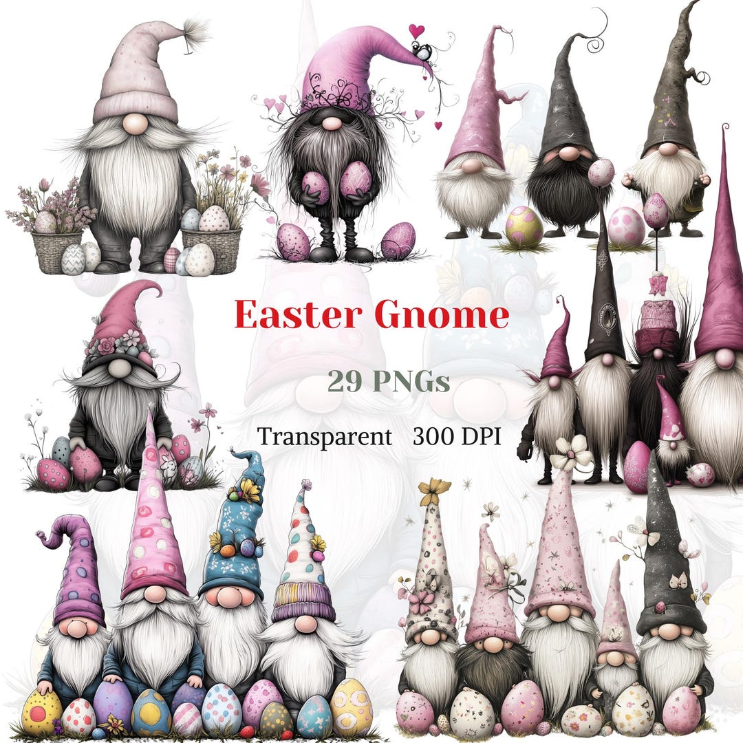 Easter Gnome Clip Art, Watercolor Whimsical Gnome Graphic, Happy Easter ...