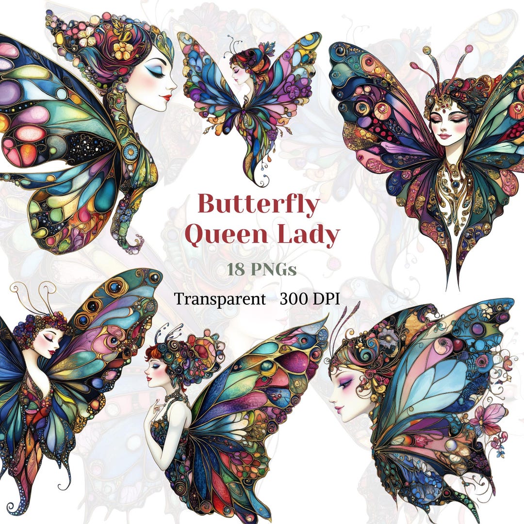 Butterfly Queen Lady Clipart, Fantasy Butterfly Graphic, Insect Woman ...