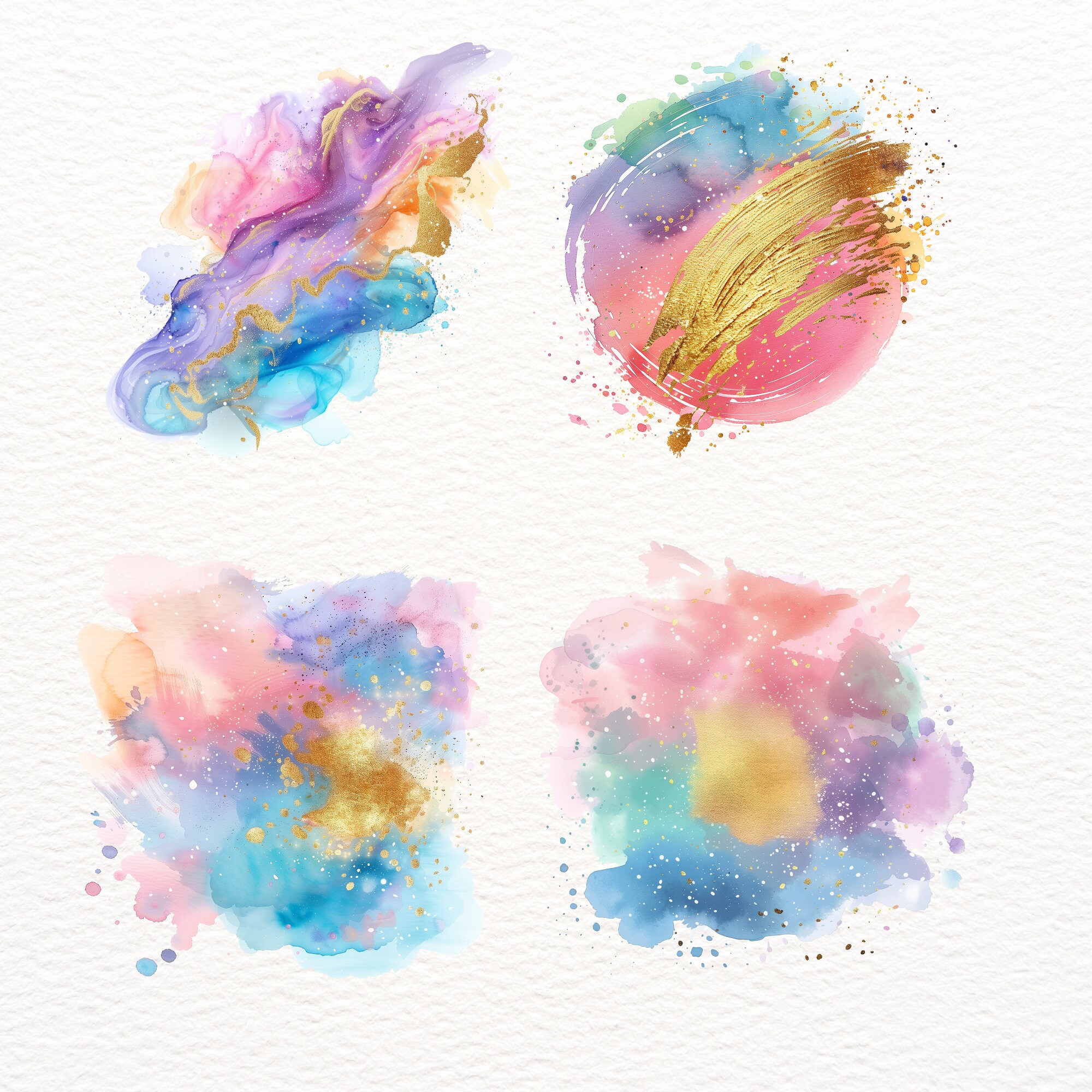 Pastel Color Splash Clipart Watercolor Transparent PNG Gold Color ...
