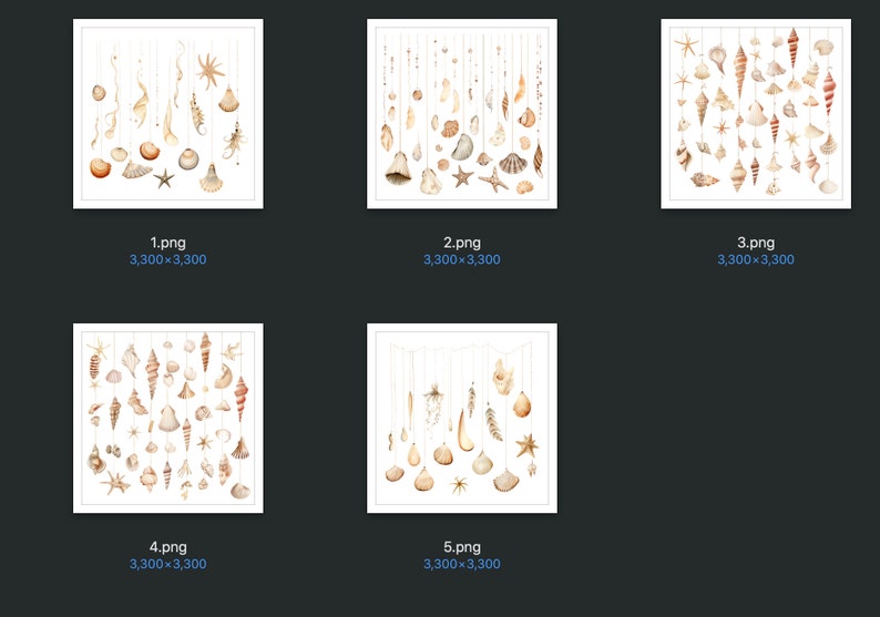 Ocean Seashell Wreath Clipart, Watercolor, Boho Beige Design, Summer ...