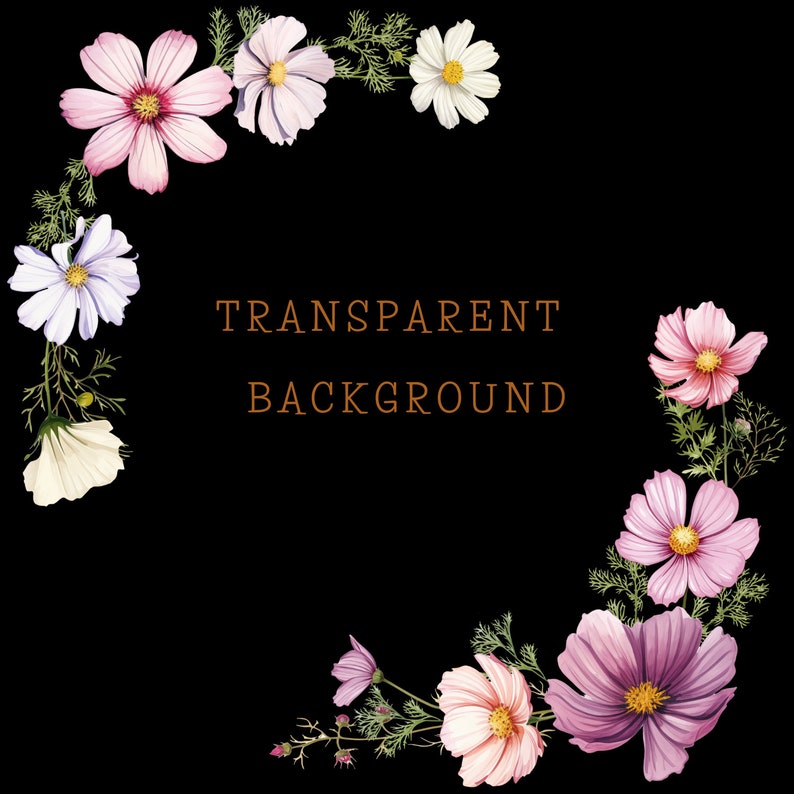 Cosmo Flower Frame Clipart Delicate Wild Flower Wreath Graphic Pretty ...