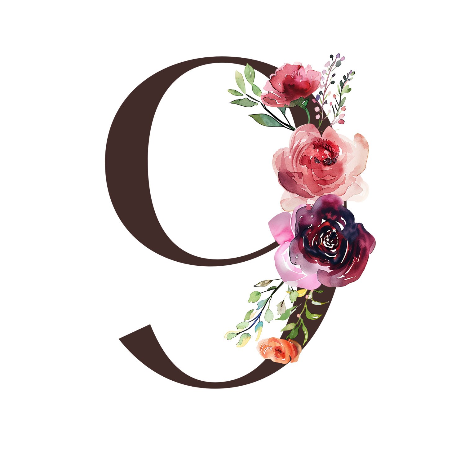 Floral Numbers Clipart Watercolor Transparent PNG Spring Flower Graphic ...