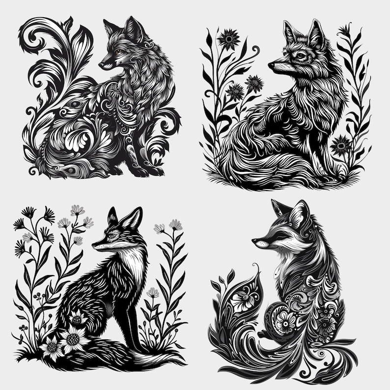 Silhouette Fox Clipart Transparent PNG Forest Fox Graphic Black and ...