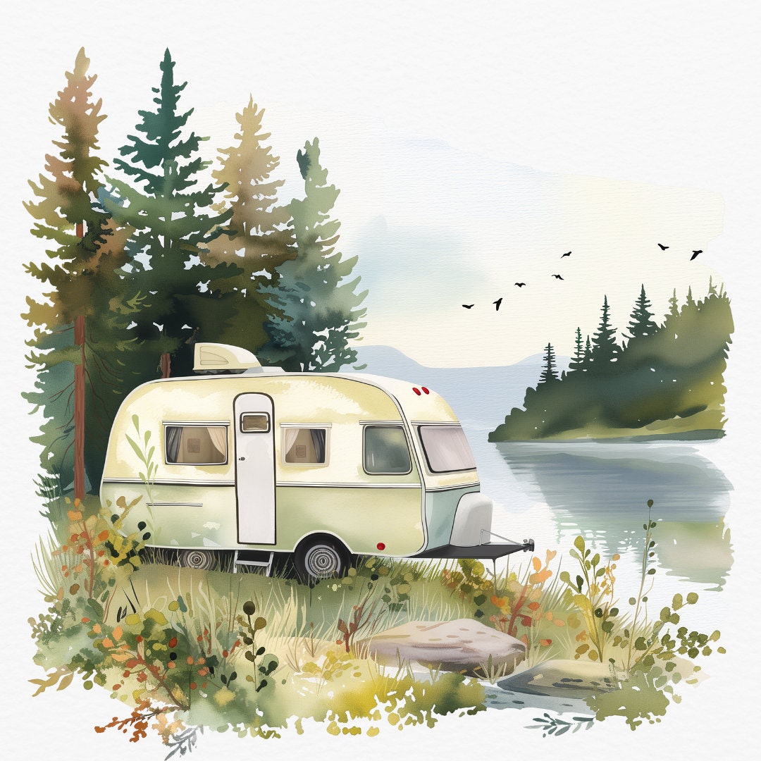 Camping Vans Clipart Watercolor Transparent PNG Camper Life Graphic ...