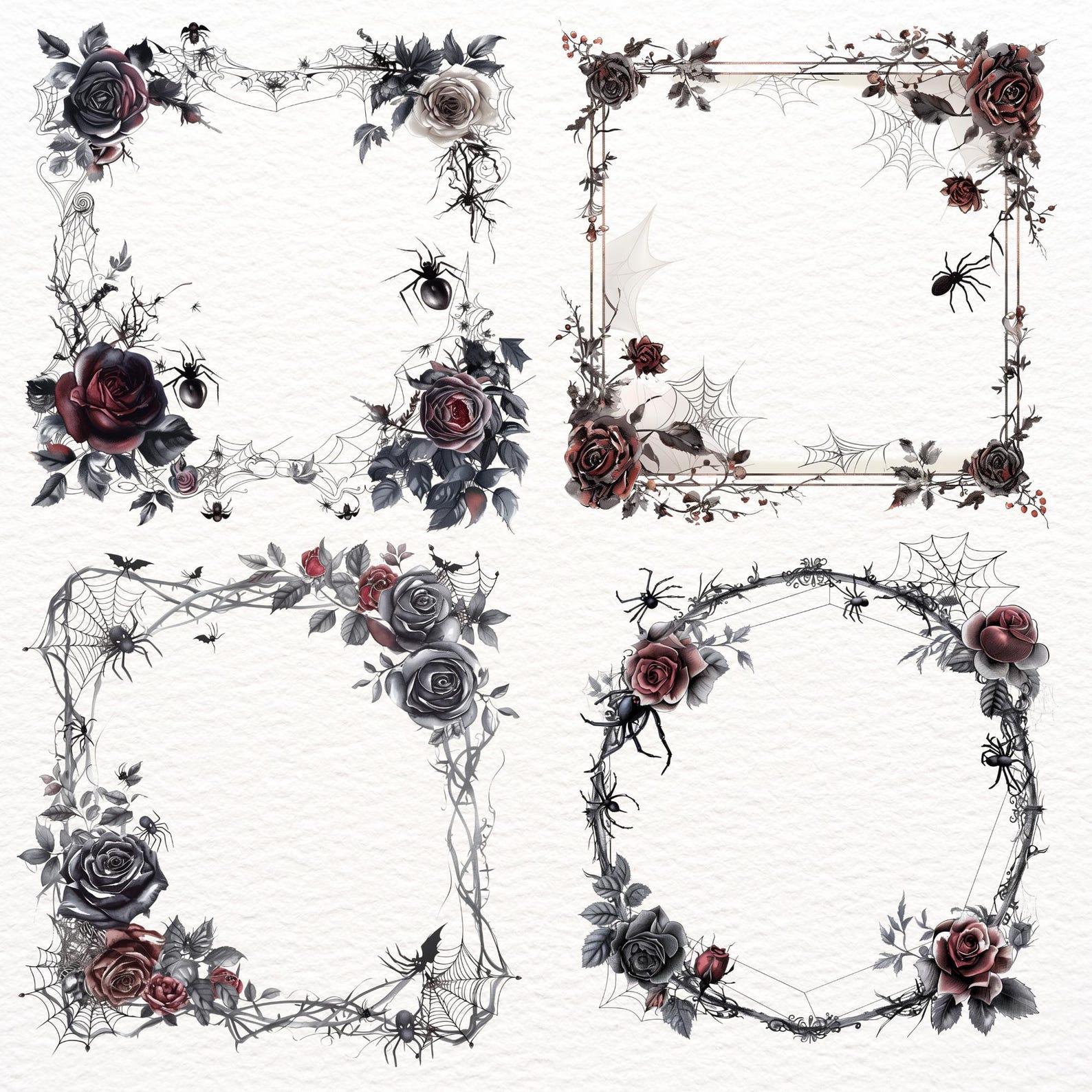 Halloween Gothic Frame Clipart Watercolor Transparent PNG Halloween ...