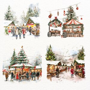 Christmas Market Clipart Watercolor Transparent PNG Noel Winter Graphic ...