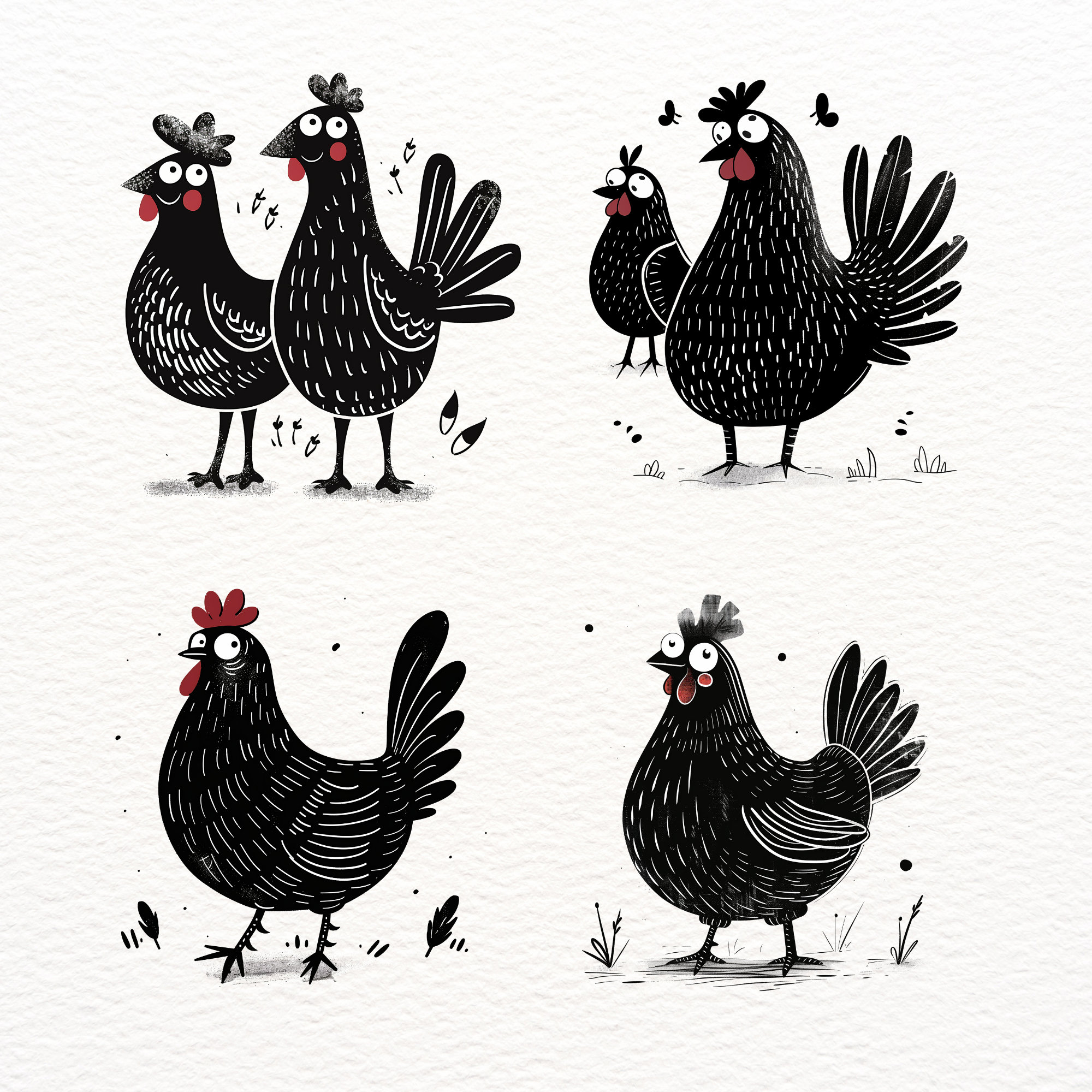Chicken Vector Clipart Transparent PNG Silhouette Black and White ...