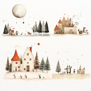 Fun Christmas Clipart, Watercolor Christmas Children PNG, Winter Fun ...