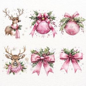 Pink Christmas Clipart, Watercolor Christmas PNG, Christmas Ornament ...