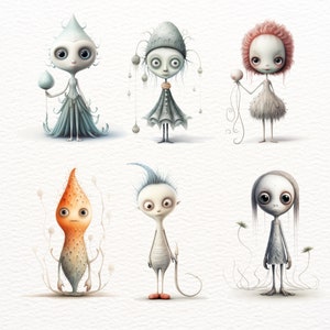 Whimsical Halloween Creatures Clipart - 40 Pngs, Transparent 300 DPI ...