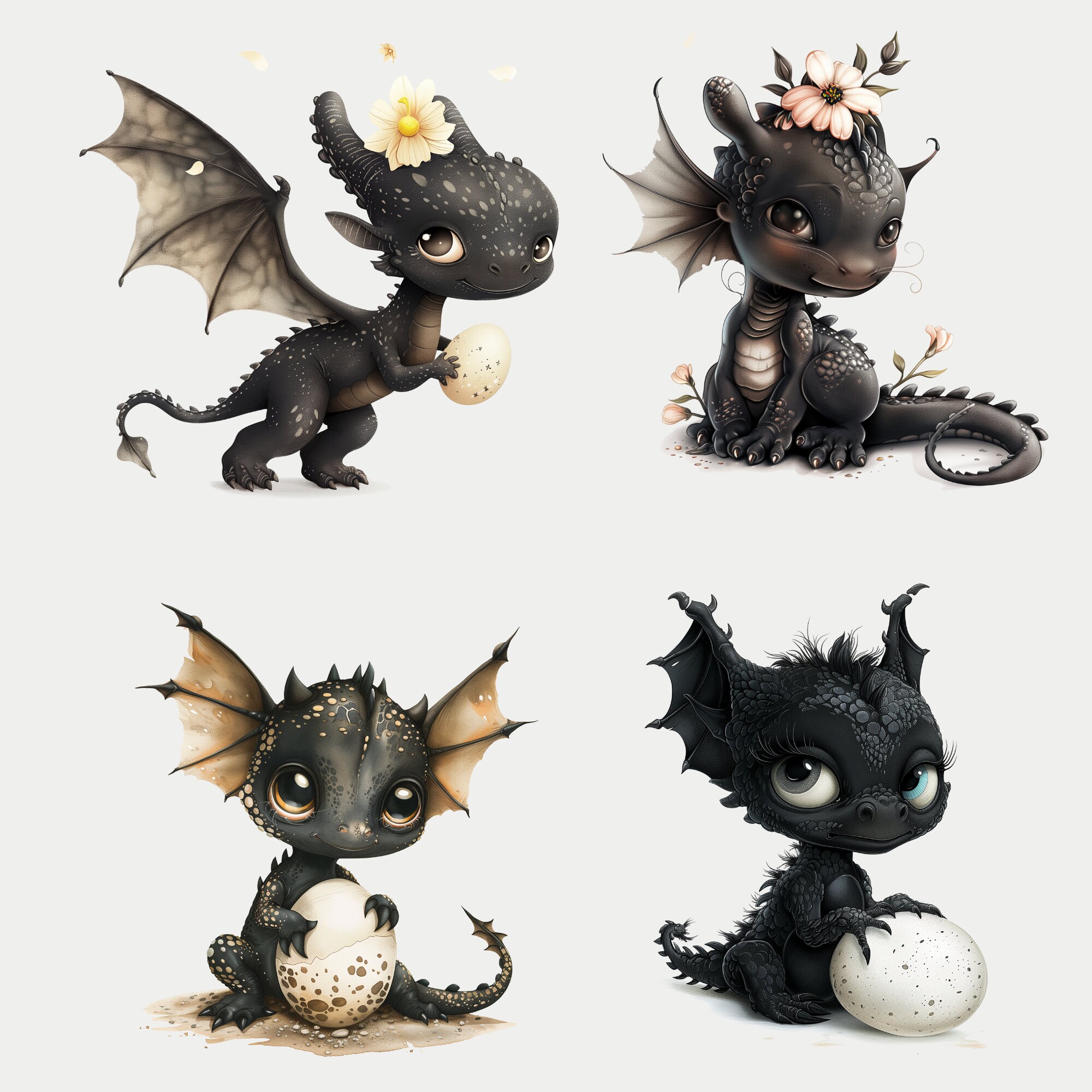 Cute Black Dragon Clipart Watercolor Transparent PNG Baby Shower Image ...
