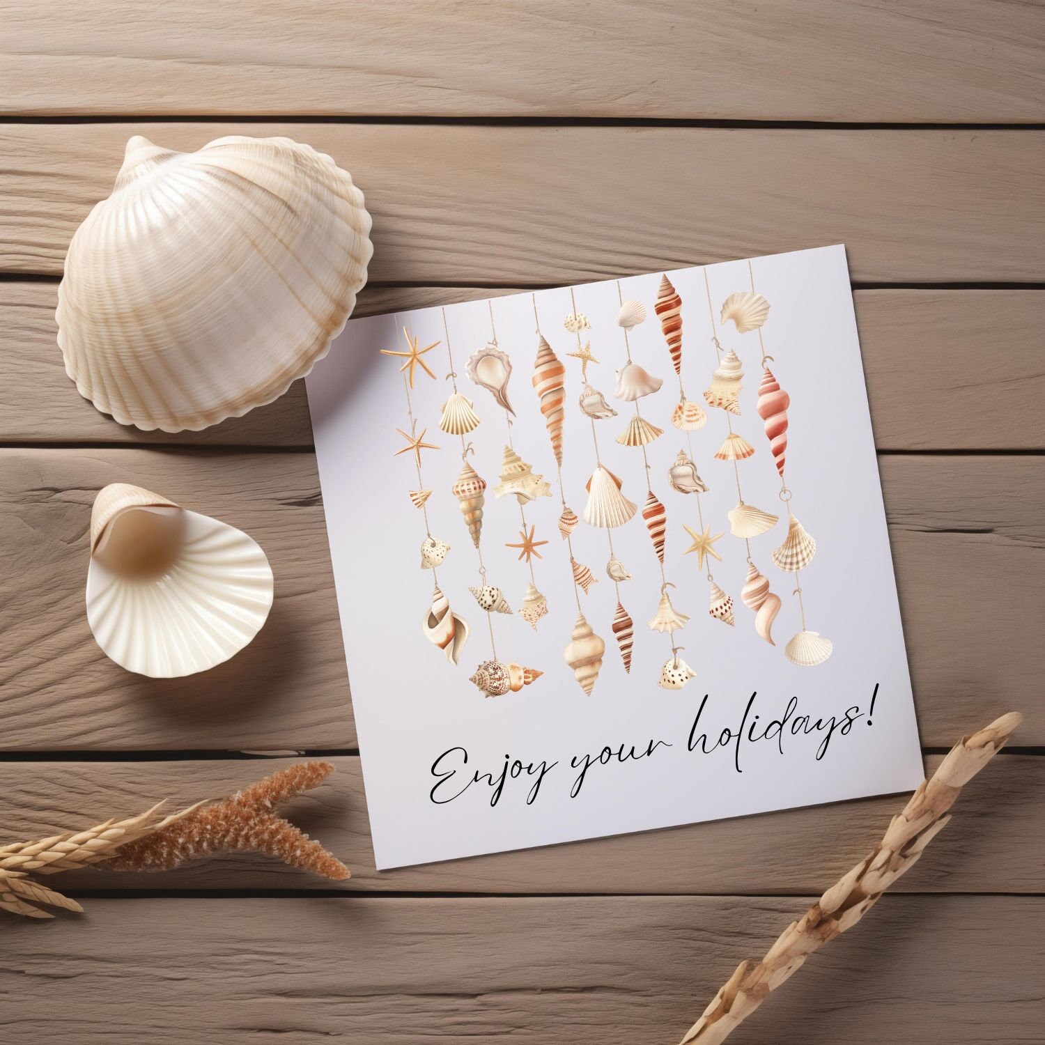 Ocean Seashell Wreath Clipart, Watercolor, Boho Beige Design, Summer ...