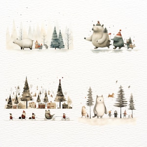 Fun Christmas Clipart, Watercolor Christmas Children PNG, Winter Fun ...