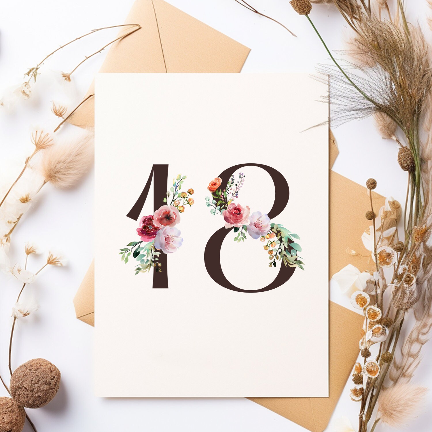 Floral Numbers Clipart Watercolor Transparent PNG Spring Flower Graphic ...