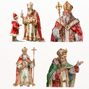 Saint Nicholas Clipart Transparent Watercolor PNG Retro Saint Catholic ...