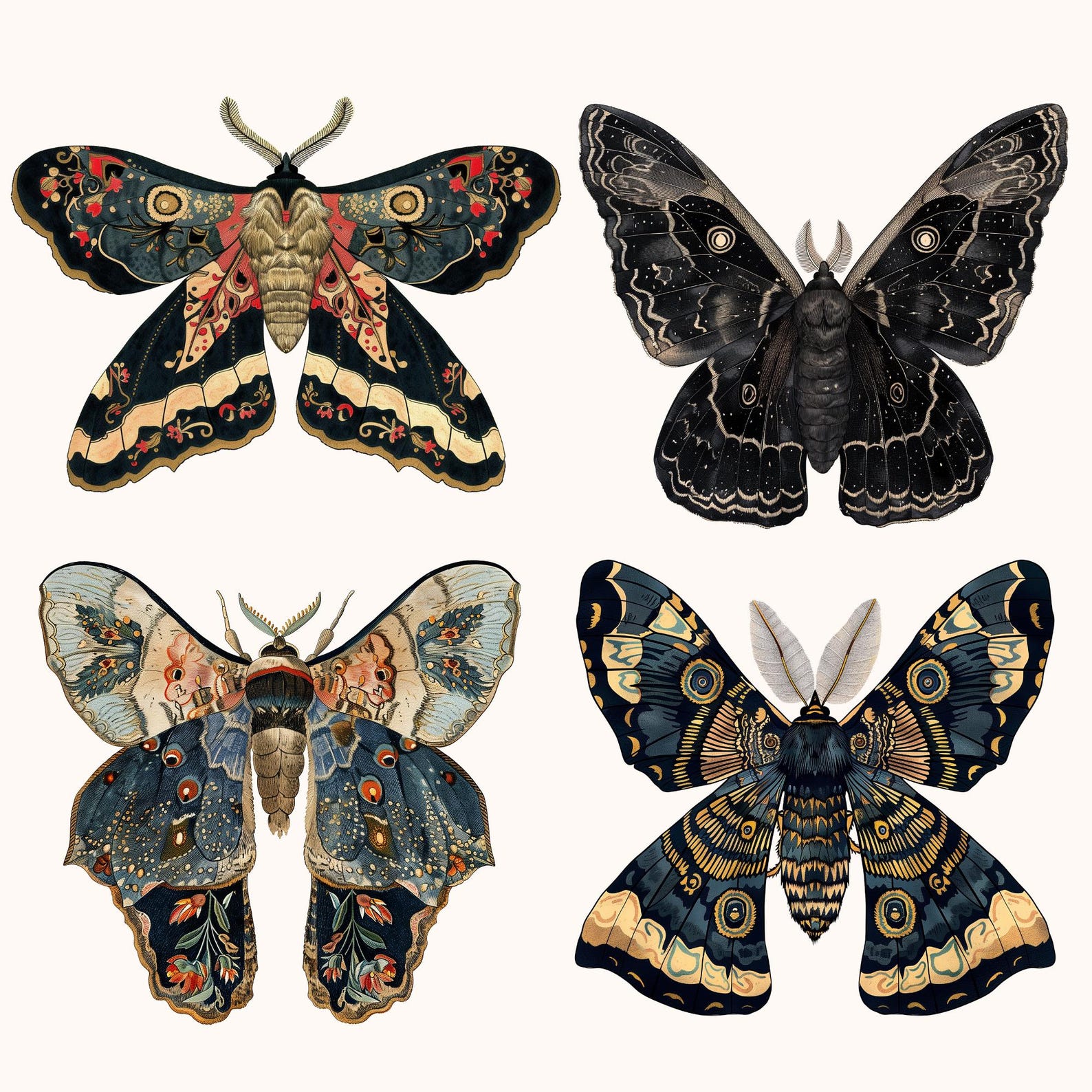 Night Moth Clip Art, Black Moth PNG, Wing Fantasy Graphic, Rustic ...