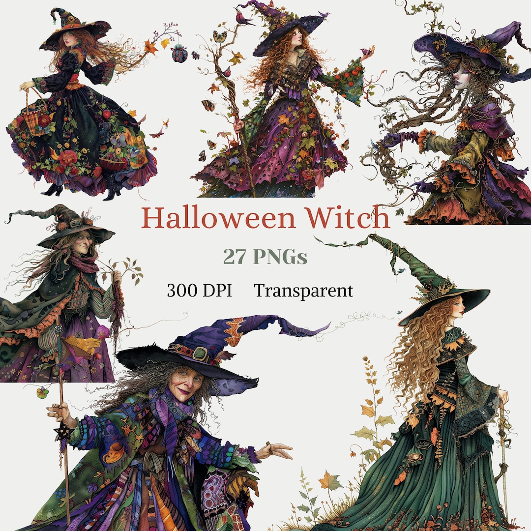 Halloween Witch Clipart Watercolor Transparent PNG Halloween Witch ...