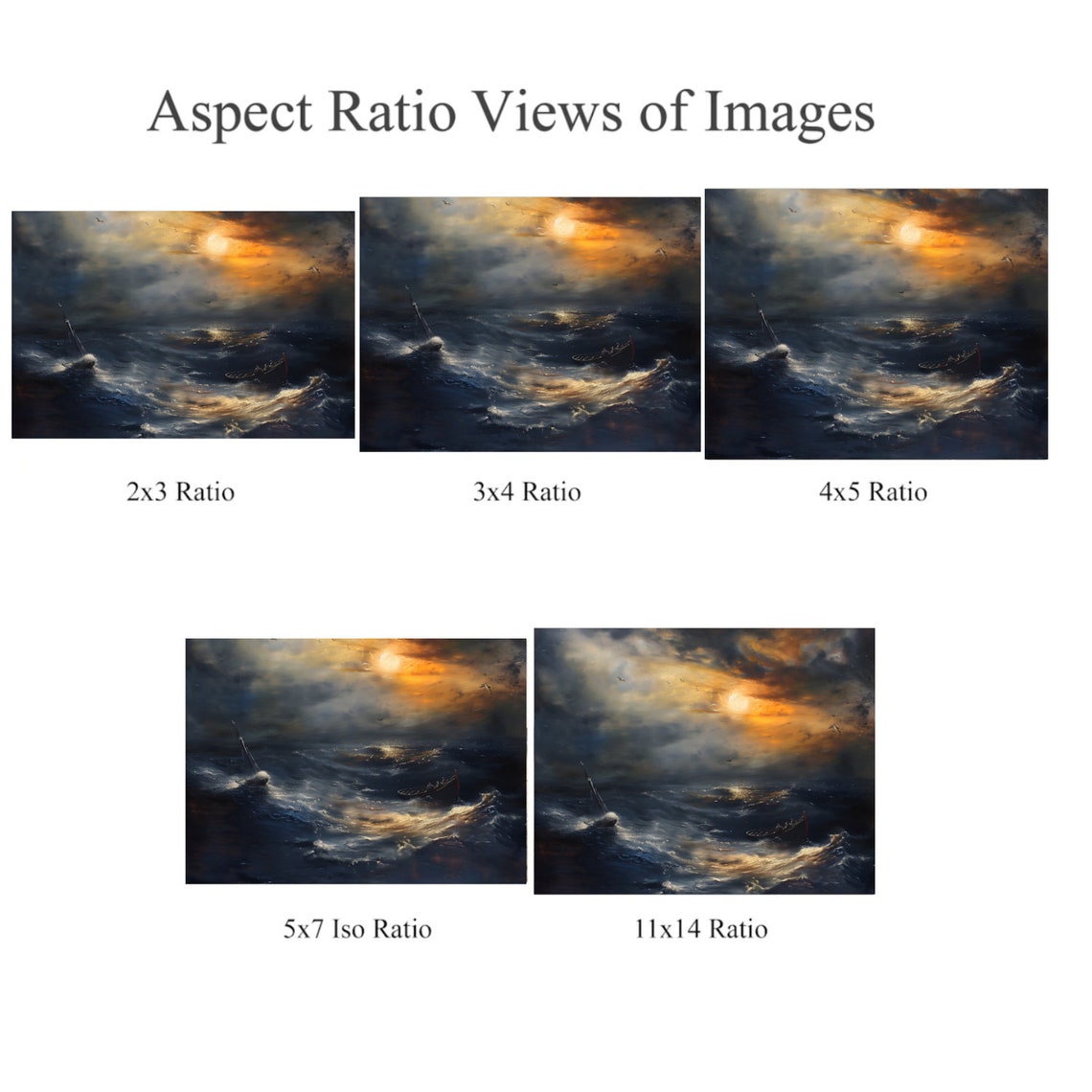 Printable Angry Ocean Oil Painting Sail Boats Image Vintage Seascape ...