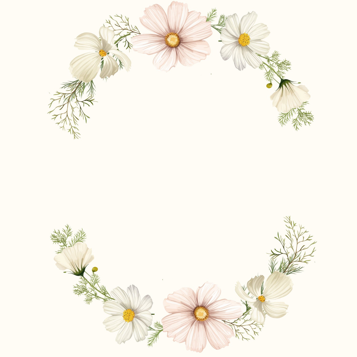 Cosmo Flower Frame Clipart Delicate Wild Flower Wreath Graphic Pretty ...