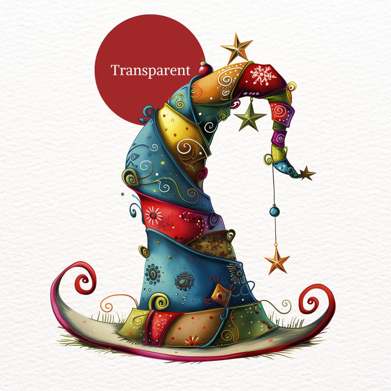 Whimsical Christmas Hat Clipart Transparent PNG Noel Winter Graphic ...