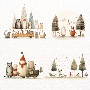 Fun Christmas Clipart, Watercolor Christmas Children PNG, Winter Fun ...