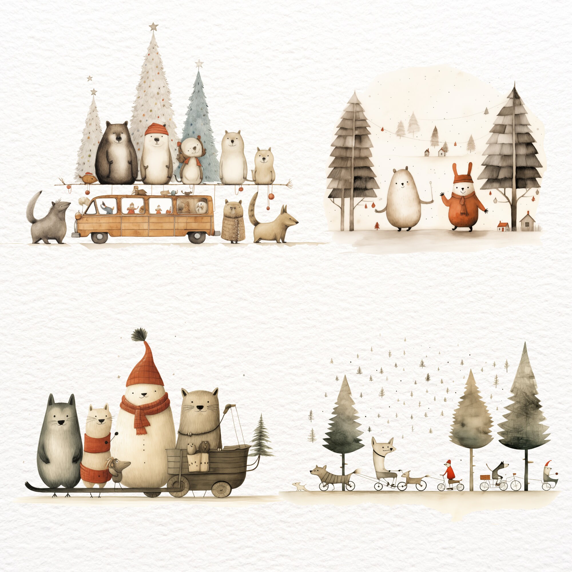 Fun Christmas Clipart, Watercolor Christmas Children PNG, Winter Fun ...