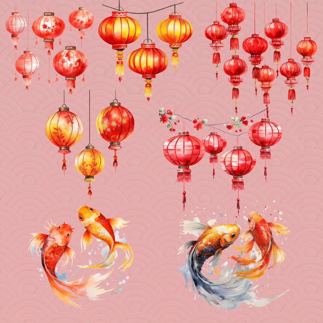 Chinese New Year Clipart Bundle Transparent PNG, 300 DPI Vibrant Images ...