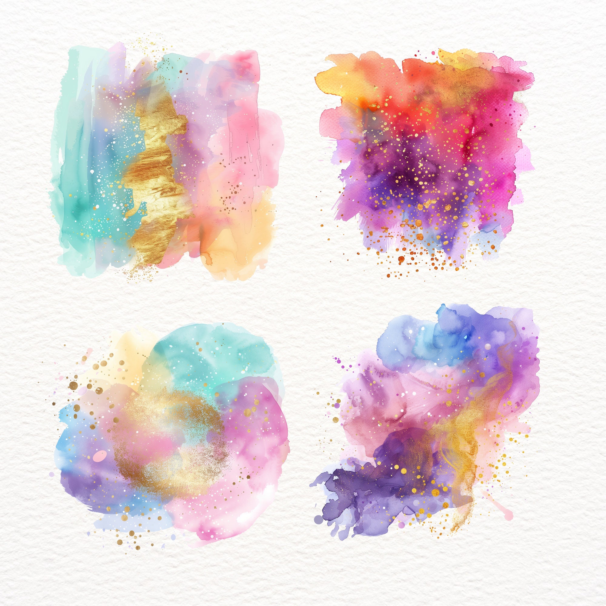 Pastel Color Splash Clipart Watercolor PNG Gold Color Stroke Graphic ...