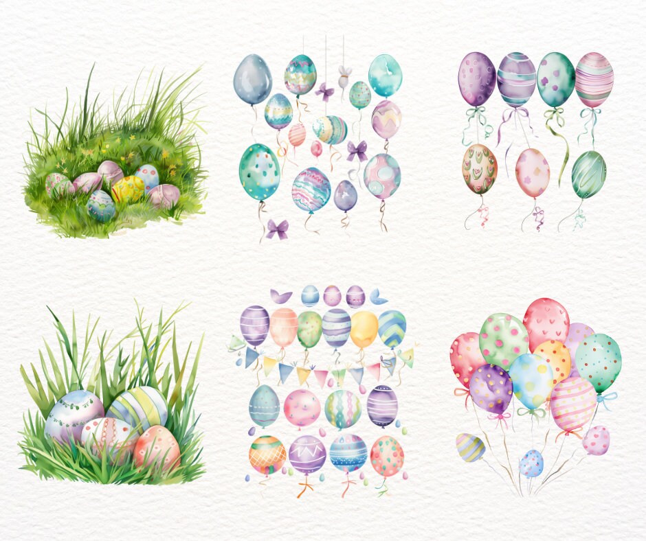 Easter Fun Clipart Watercolor Transparent PNG Easter Eggs Graphic ...