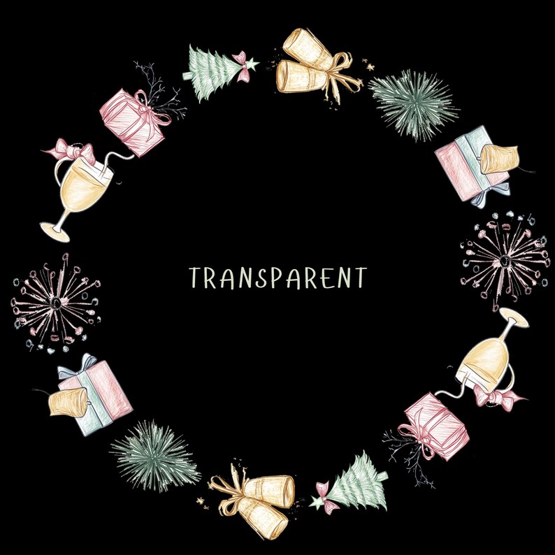 Cute New Year Wreath Clipart Watercolor Transparent PNG New Year ...