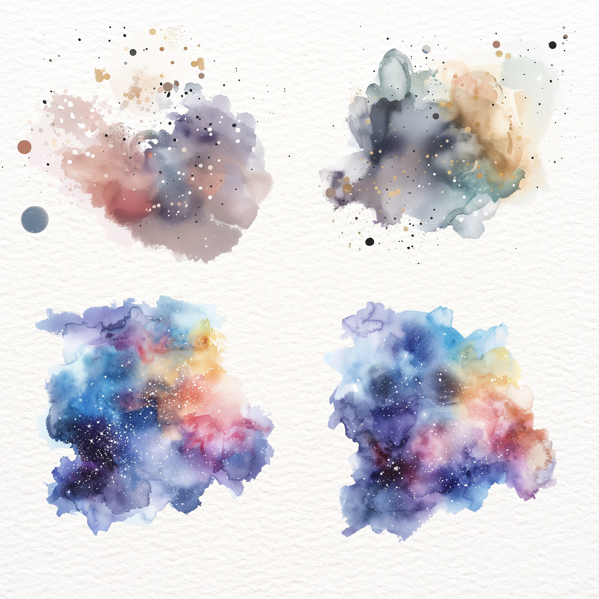 Mysterious Galaxy Clipart, Watercolor Outer Space PNG, Baby Shower ...