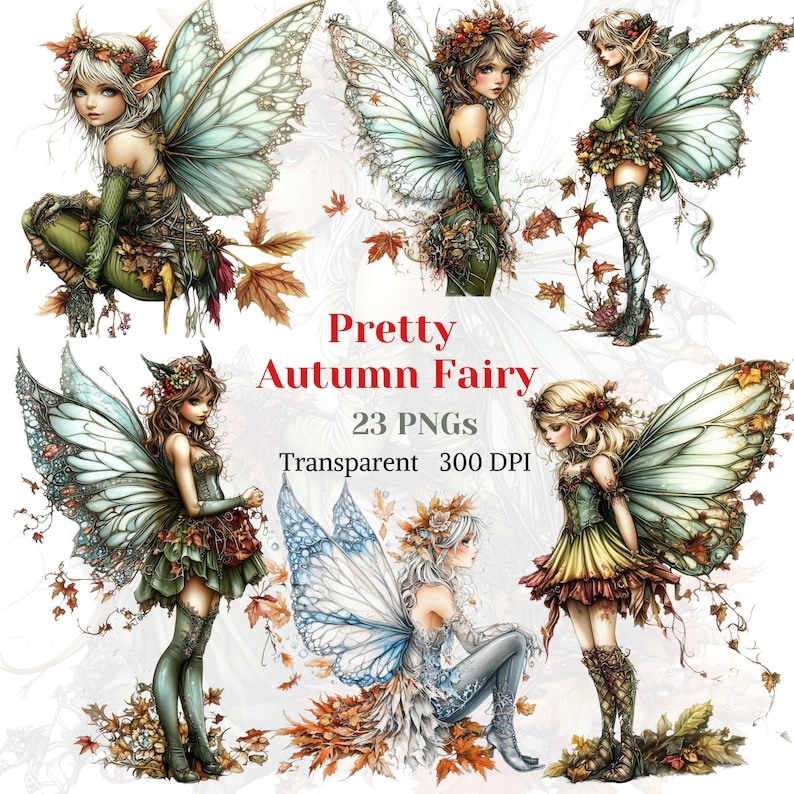 Pretty Autumn Fairy Clipart Transparent PNG Fall Winter Graphic ...