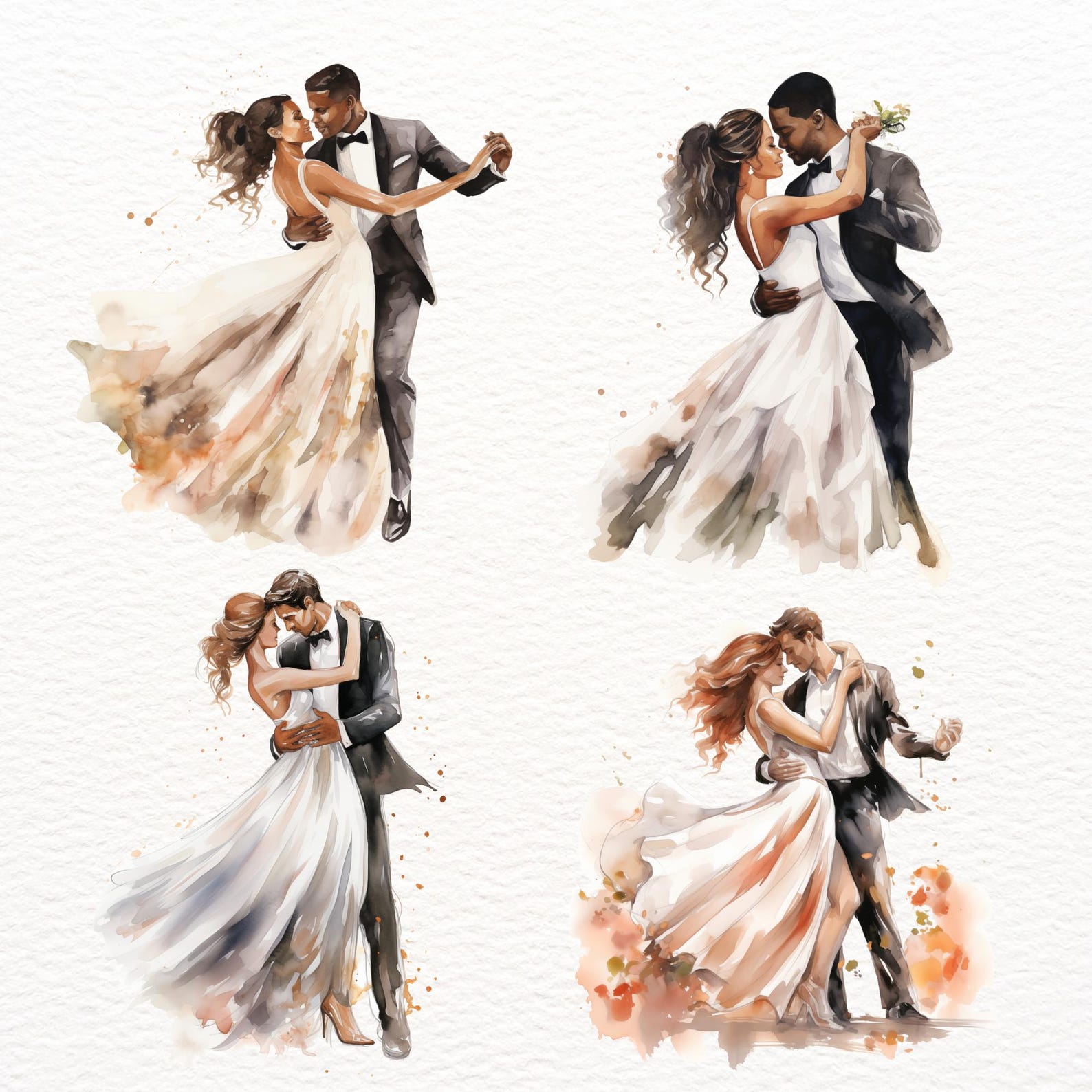 Wedding Dance Clipart Watercolor PNG Transparent Loving Romantic Couple ...