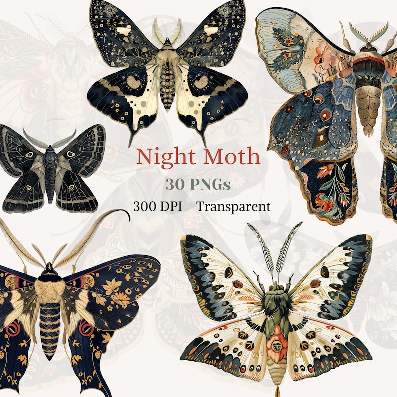 Night Moth Clipart Transparent Watercolor PNG Wing Fantasy Graphic ...