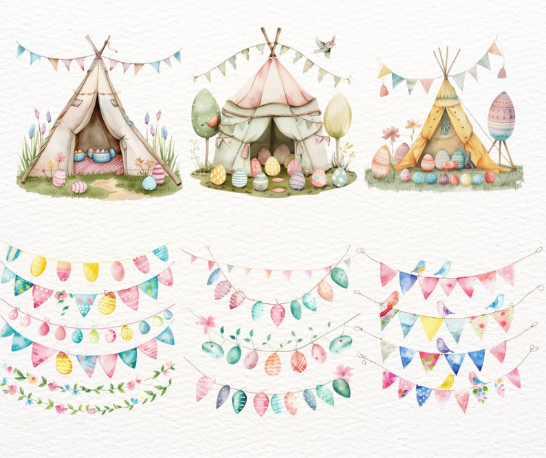 Easter Fun Clipart Watercolor Transparent PNG Easter Eggs Graphic ...