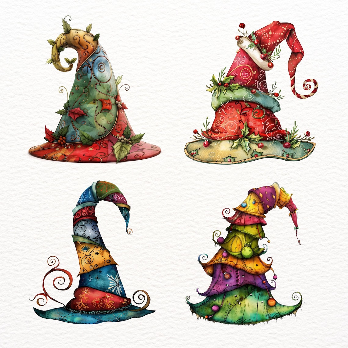Whimsical Christmas Hat Clipart Transparent PNG Noel Winter Graphic ...