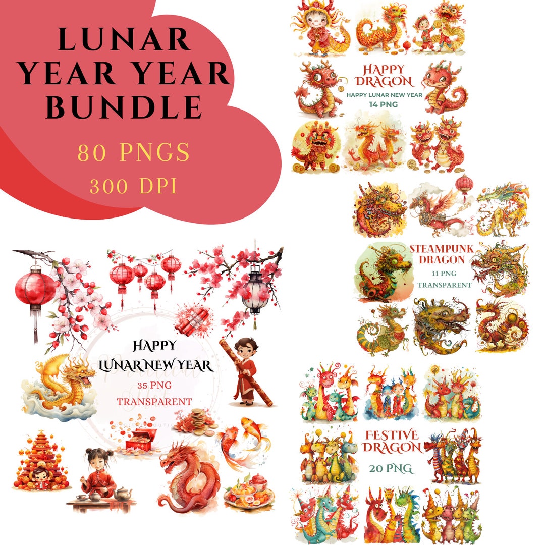 Chinese New Year Mega Bundle Clipart Transparent PNG 300DPI Image ...