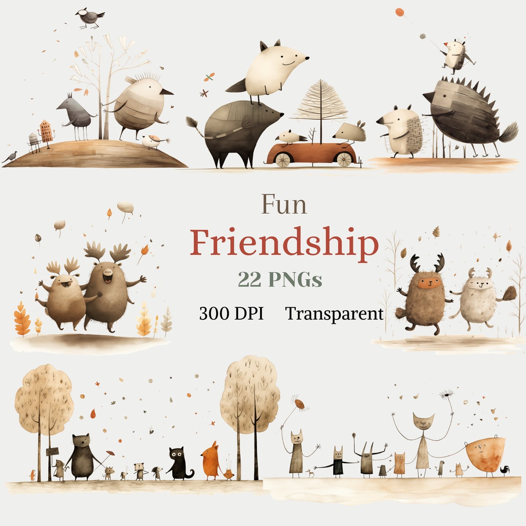 Fun Friendship Clipart, Hilarious Best Friend Image, Whimsical Quirky ...