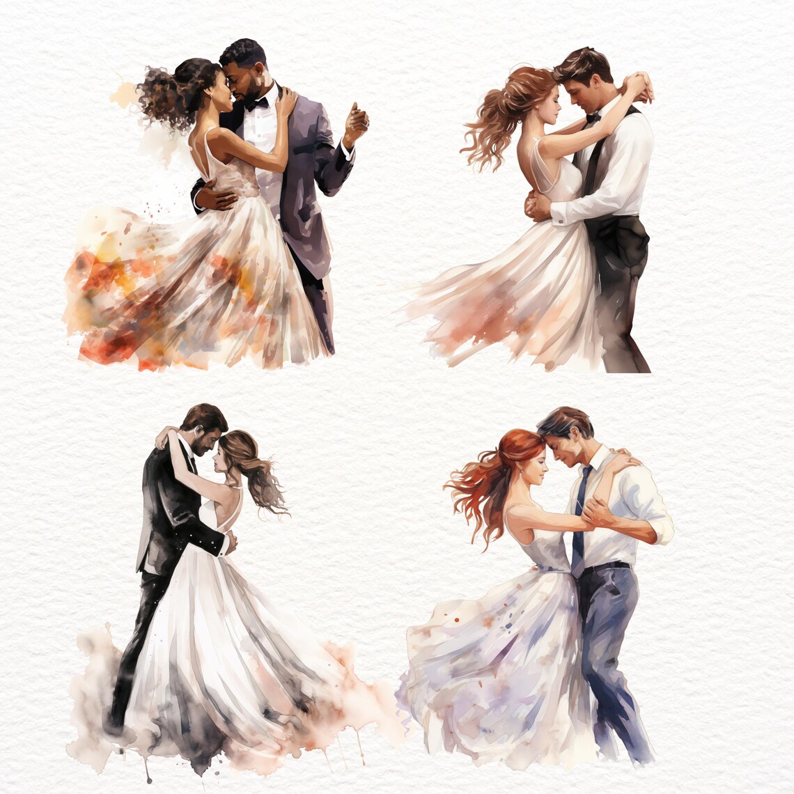 Wedding Dance Clipart Watercolor PNG Transparent Loving Romantic Couple ...