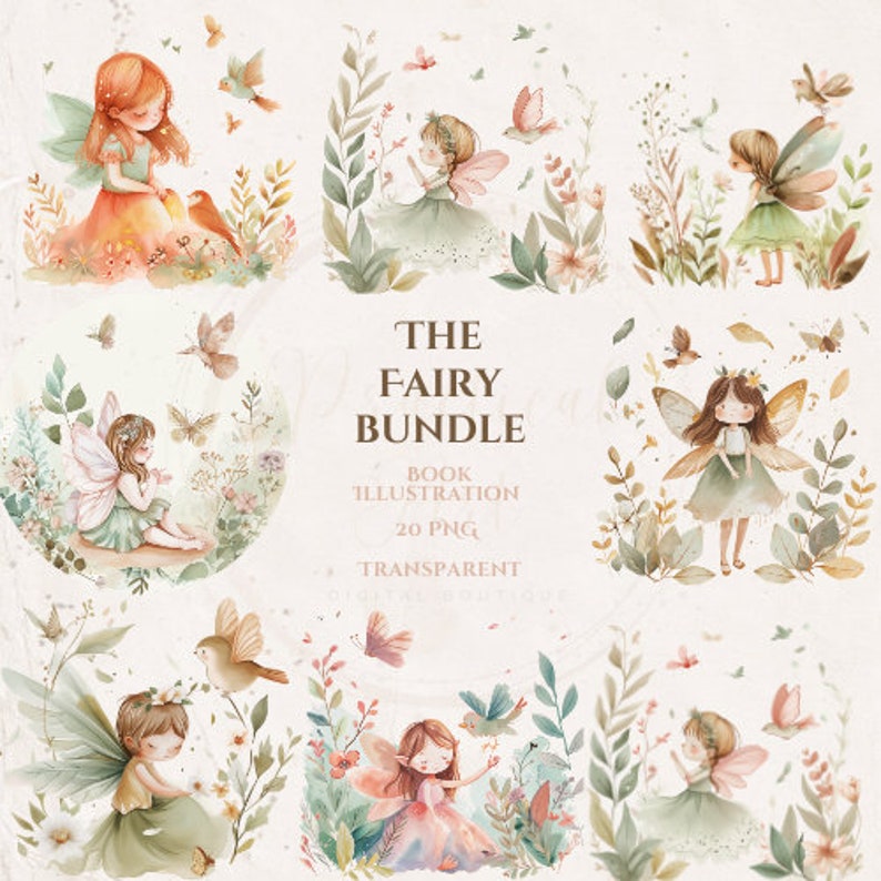 The Fairy Bundle Clipart Transparent Watercolor Pngs Children Book ...