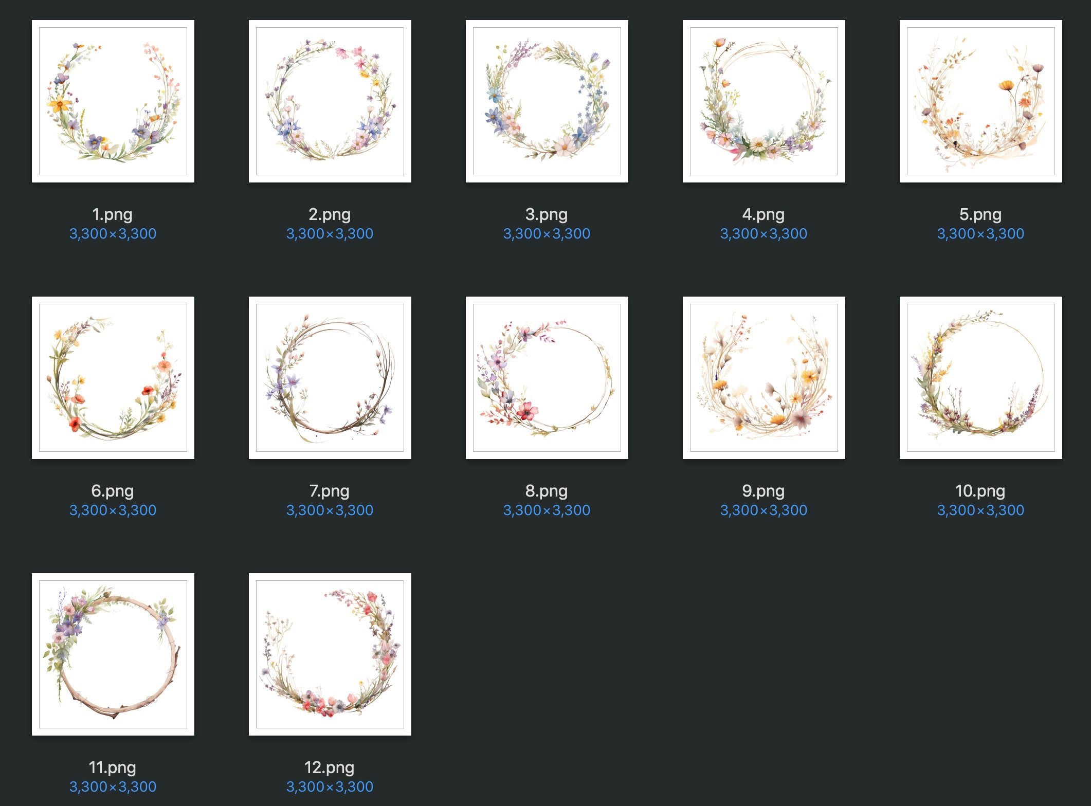 Watercolor Flower Wreath Clip Art, Wild Flower Wreath PNG, Meadow Flora ...