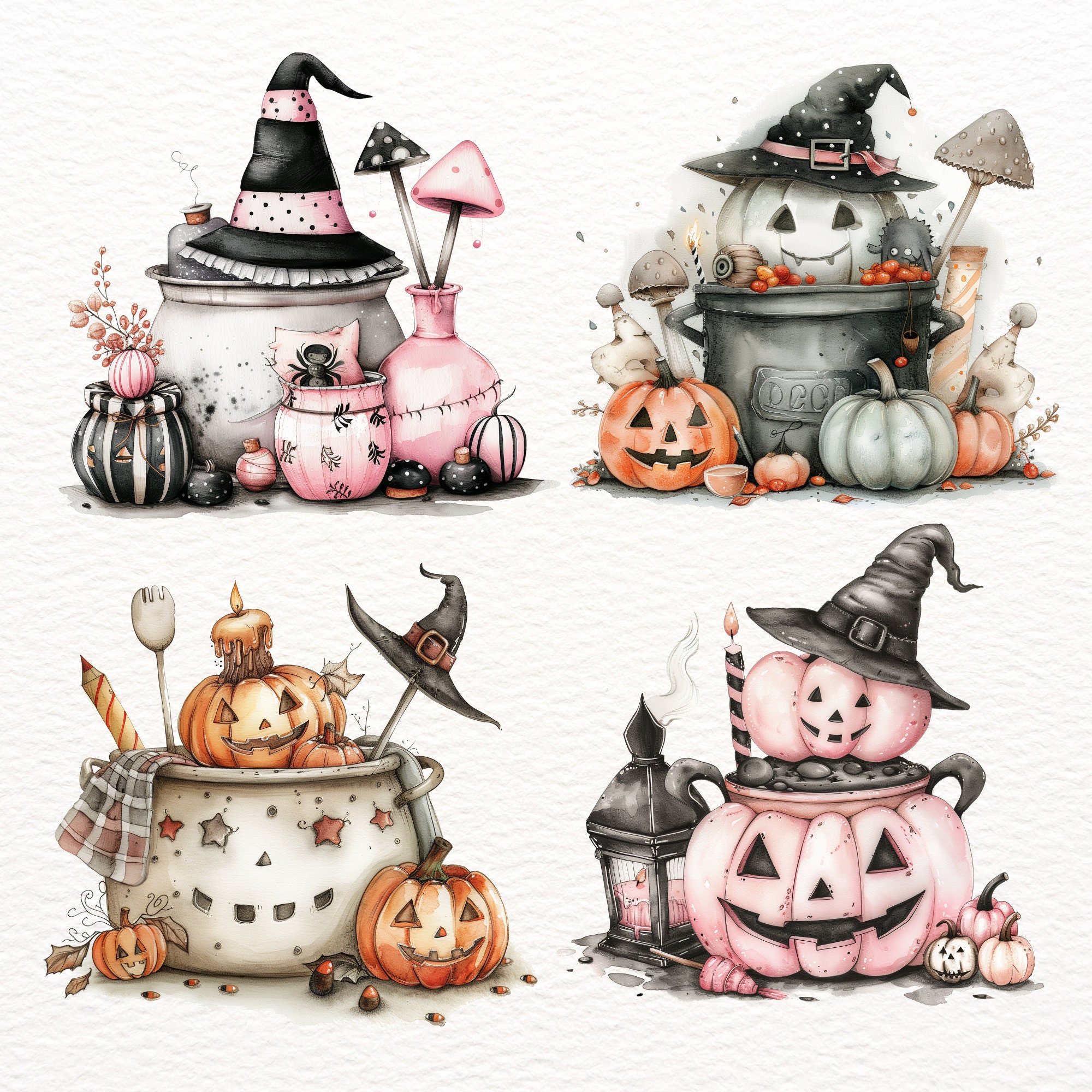 Halloween Portion Pot Clipart Watercolor Transparent PNG Halloween ...