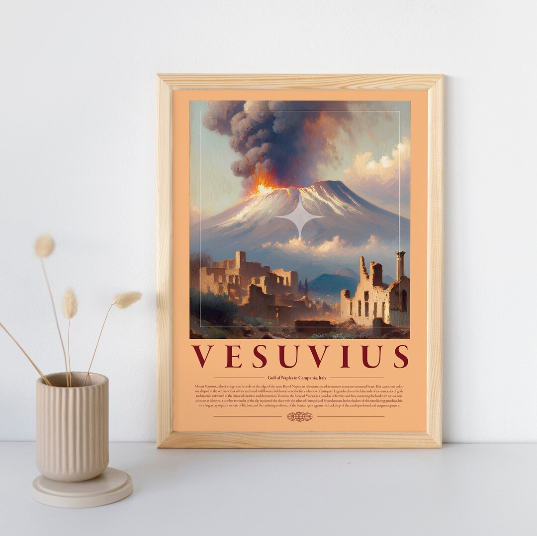 Vesuvius Iconic Mountains Digital Print Unique Landscape Poster Wall ...
