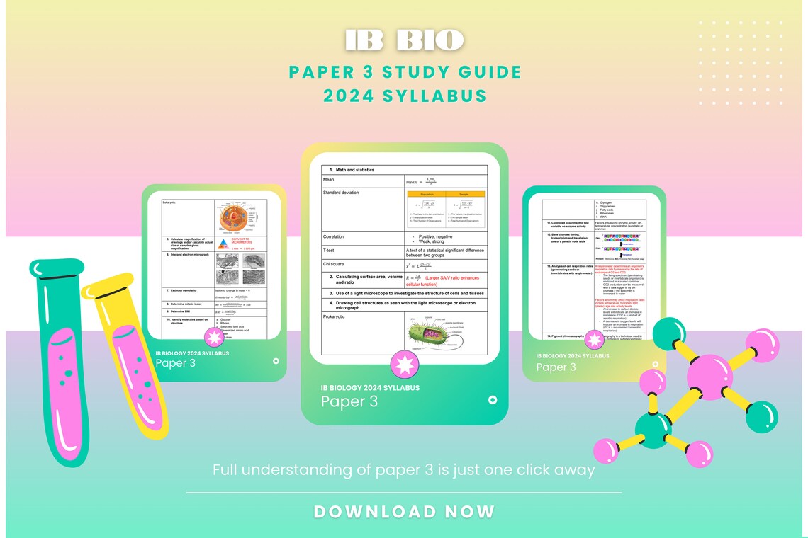 IB Biology Paper 3 Section A Study Guide 2024 Syllabus - Etsy
